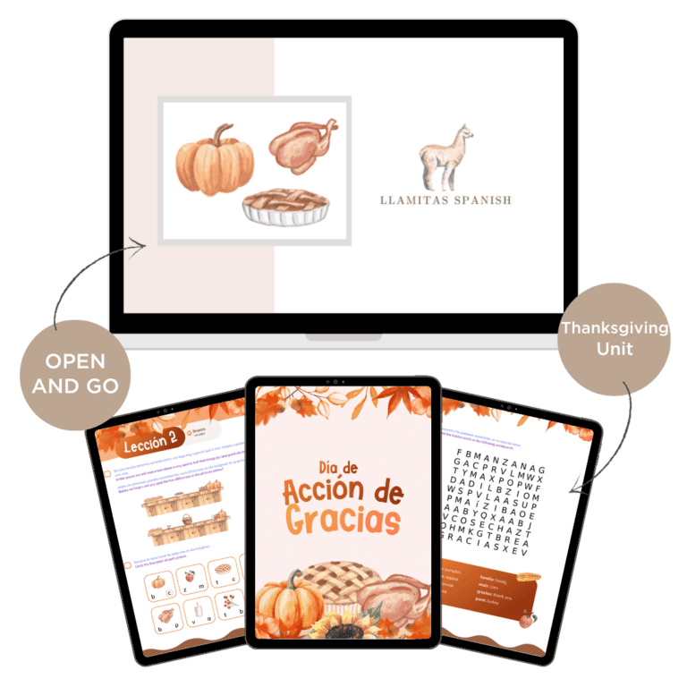 Spanish Thanksgiving Worksheets - Llamitas Spanish.com
