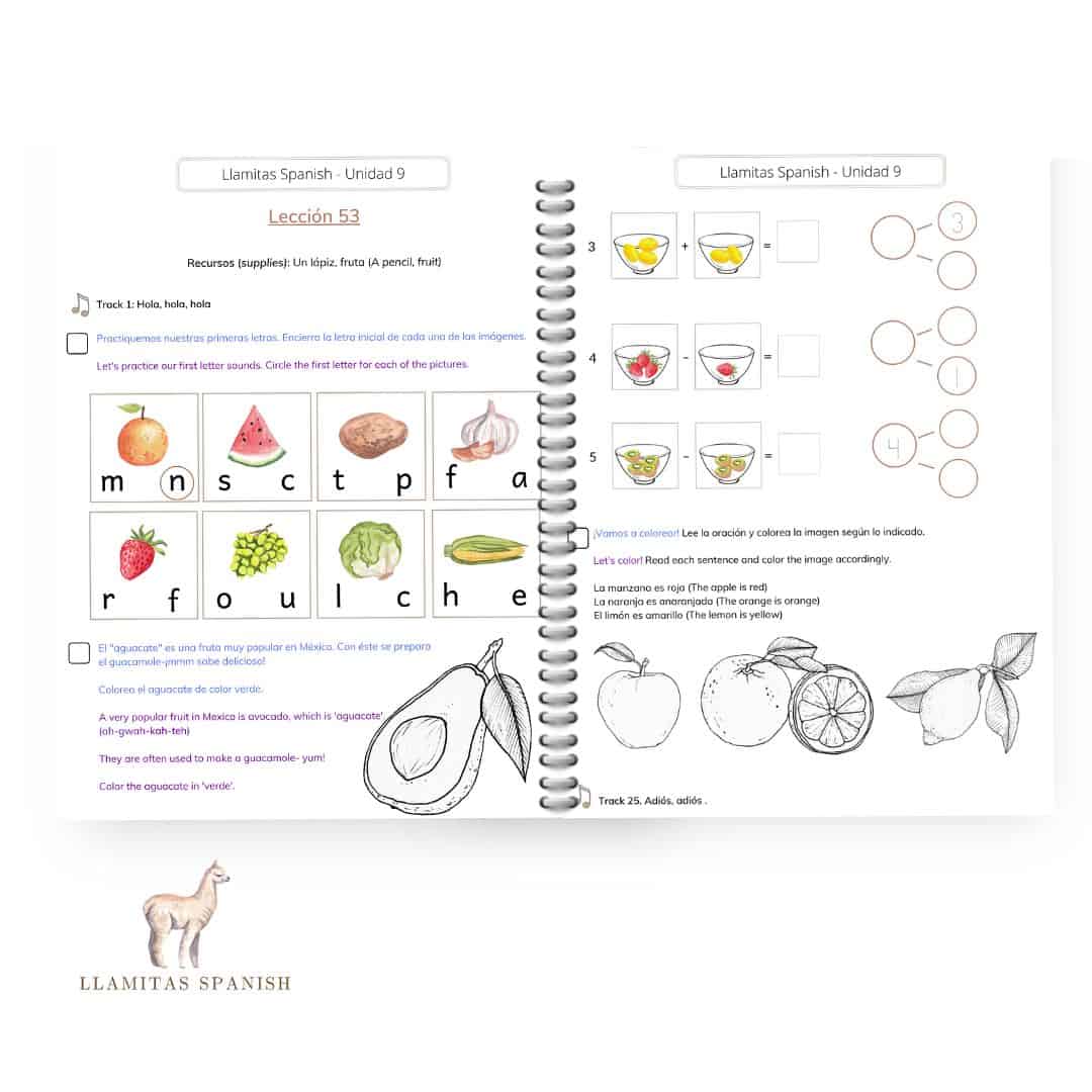 Spanish Lessons about Fruit and Vegetables - Llamitas Spanish.com