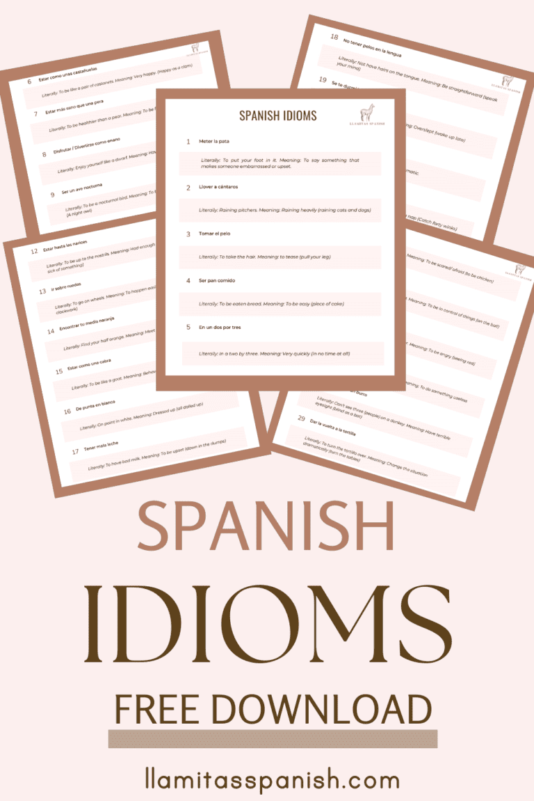 30 Most Used Spanish Idioms - Llamitas Spanish.com