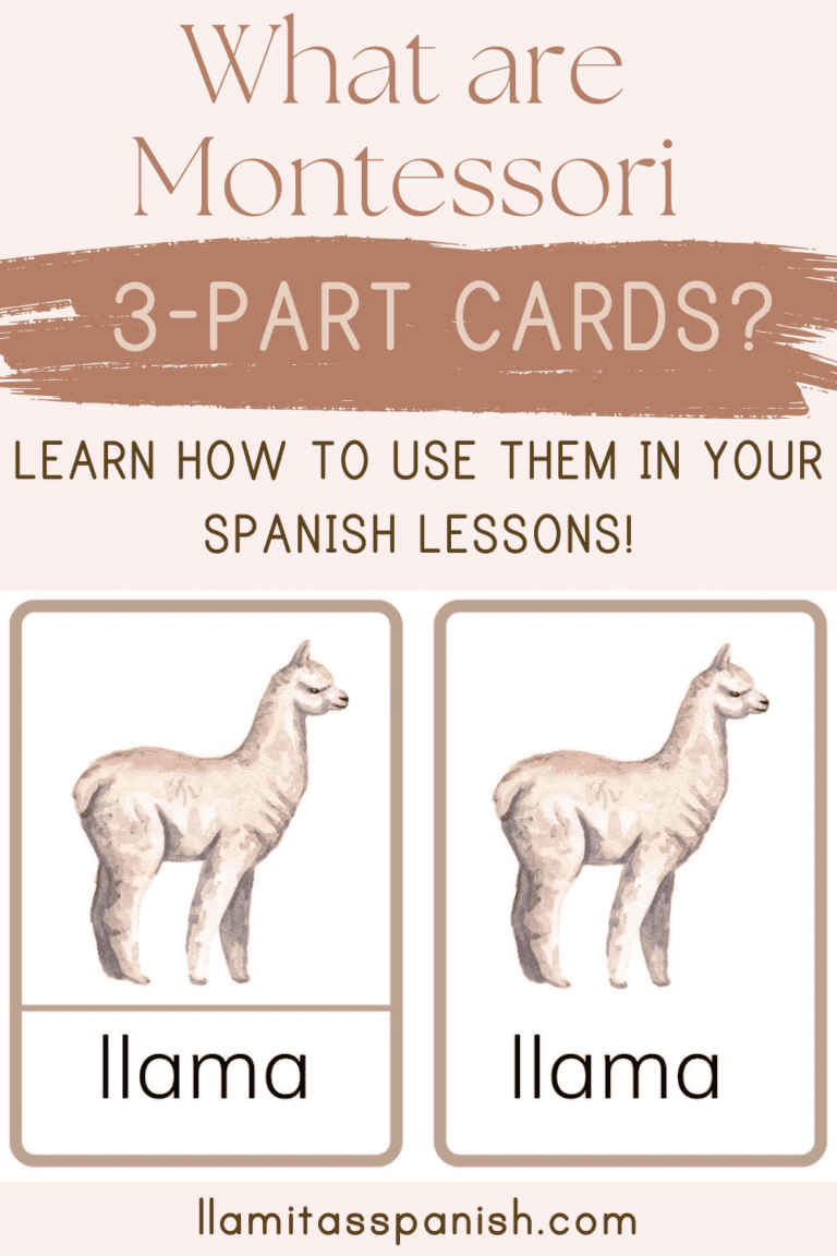 Spanish Montessori 3-Part Cards - Llamitas Spanish.com