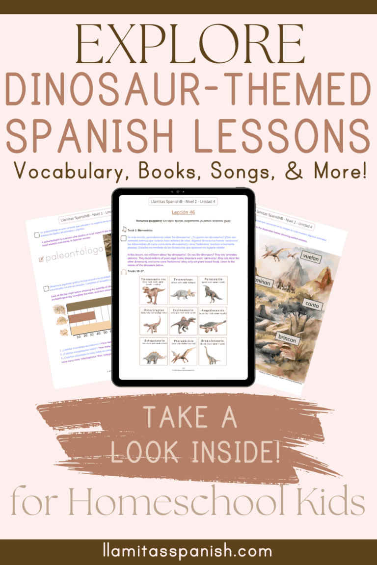 Spanish Lessons about Dinosaurs - Llamitas Spanish.com