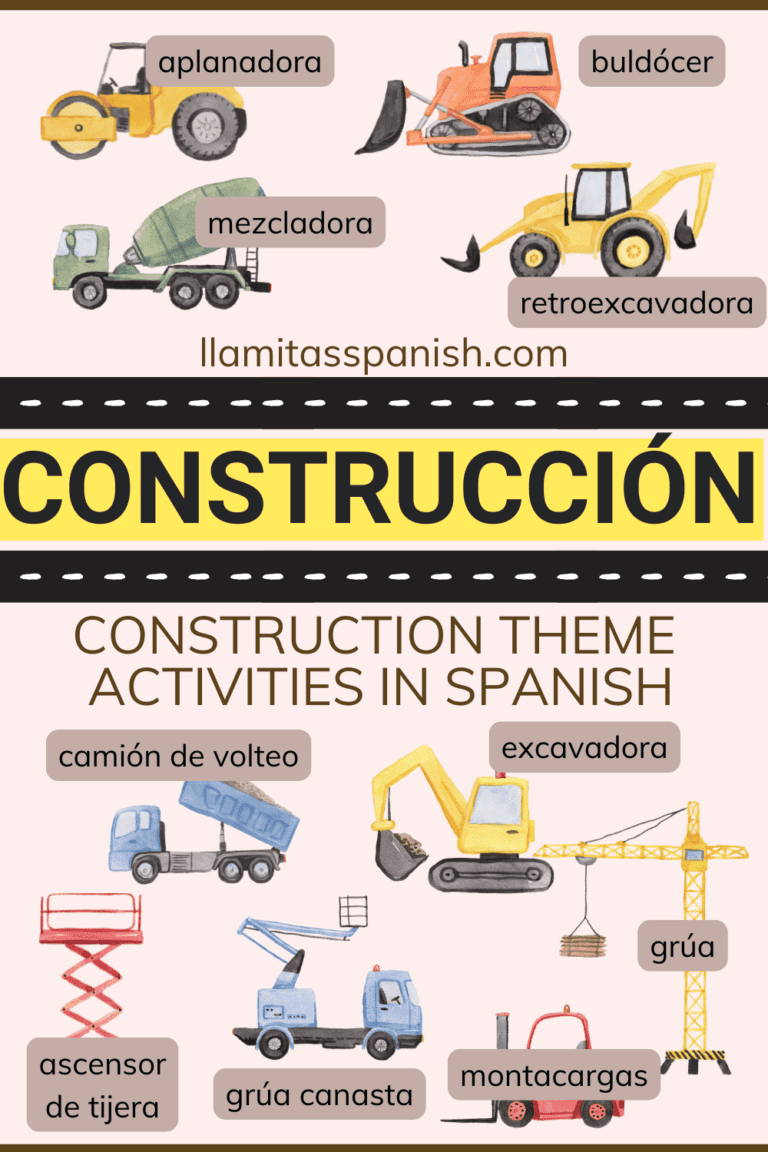 Learn about Construction Vehicles in Spanish - Llamitas Spanish.com
