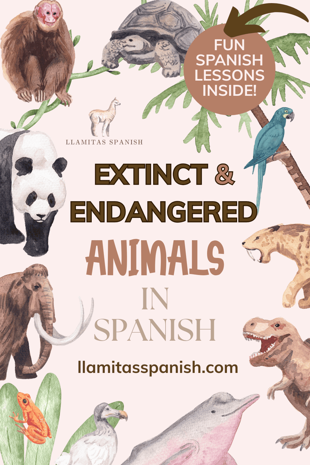 Spanish Lessons about Endangered and Extinct Animals - Llamitas Spanish.com